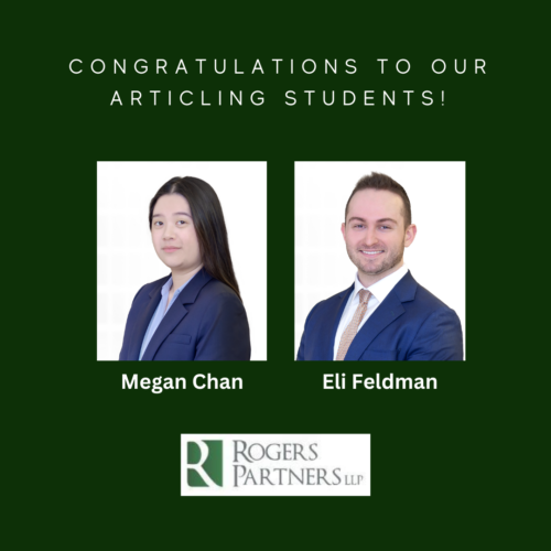 Congratulations to Megan Chan and Eli Feldman! - Rogers Partners LLP